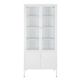 Pharao24.de Vitrine Standvitrine in Weiß aus Metall