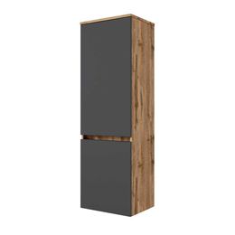 Pharao24.de Badezimmer Hochschrank in Wildeiche Optik und Dunkelgrau 40 cm breit