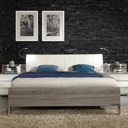 Pharao24.de Bett mit Polsterkopfteil Eichefarben