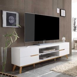 Pharao24.de TV Unterschrank in Weiß und Asteiche 160 cm
