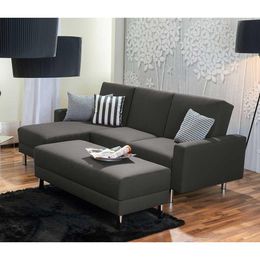 Pharao24.de Ausklappbares Sofa mit Schlaffunktion Anthrazit (zweiteilig)