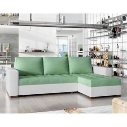 Pharao24.de Ecksofa Sofa in Hellgrün und Weiß