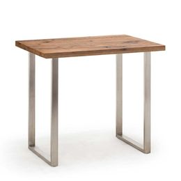 Pharao24.de Tresentisch aus Eiche Massivholz und Edelstahl 120 cm breit