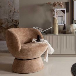 Pharao24.de Einzelsessel Wohnzimmersessel aus Chenillegewebe in Beige