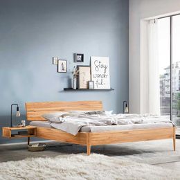 Pharao24.de Wildbuche Bett 140x200 cm in modernem Design 81 cm Kopfteil