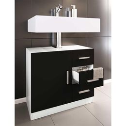 Pharao24.de Waschtischunterbau schwarz weiss in modernem Design 56 cm hoch