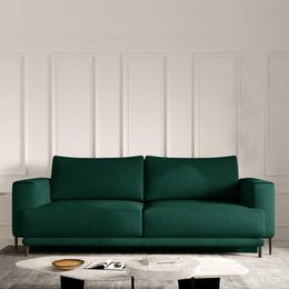 Pharao24.de Sofa Dreisitzer Sofa in Dunkelgrün aus Velours