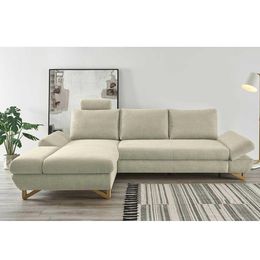 Pharao24.de Ausklappbares Sofa Skandi Stil mit Steck Kopfstütze verstellbaren Armlehnen