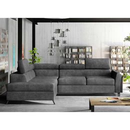 Pharao24.de Ecksofa Sofa mit Schlaffunktion in Dunkelgrau