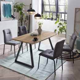 Pharao24.de Esszimmermöbelset in Eichefarben und Grau Loft Design (fünfteilig)