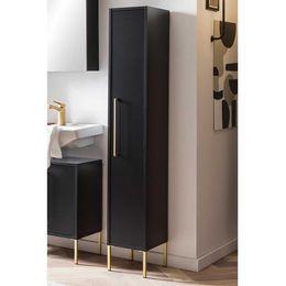 Pharao24.de Badseitenschrank in Schwarz und Goldfarben Made in Germany