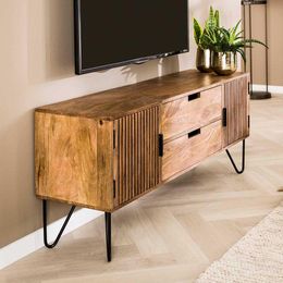 Pharao24.de Fernsehlowboard aus Mangobaum Massivholz Metall