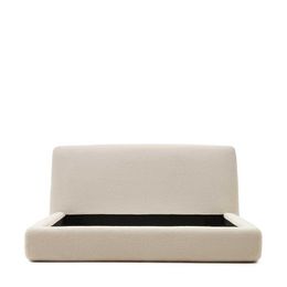 Pharao24.de Gepolstertes Bett Skandi in Offwhite Boucle 27 cm Einstiegshöhe