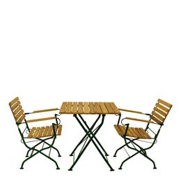 Pharao24.de Gartenessgruppe Biergarten in Robinie Naturfarben Dunkelgrün (dreiteilig)