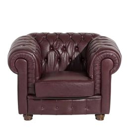 Pharao24.de Rotbrauner Ledersessel im Chesterfield Look 110 cm breit