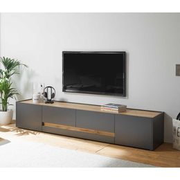 Pharao24.de TV Lowboard in Anthrazit und Wildeiche Optik 223 cm breit