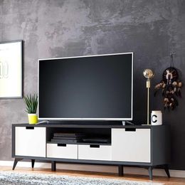 Pharao24.de Fernsehunterschrank in Weiß und Grau Wendefront
