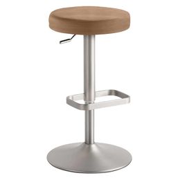 Pharao24.de Designbarhocker in Hellbraun Chrom matt