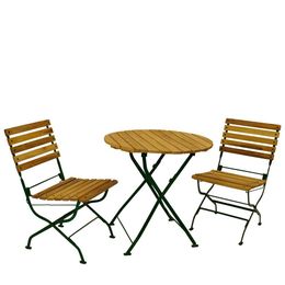 Pharao24.de Biergarten Sitzgarnitur aus Robinie und Stahl klappbar (dreiteilig)