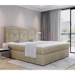 Pharao24.de Doppelbett Boxbett aus Strukturstoff mit Bezug