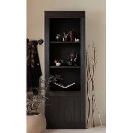 Pharao24.de Wohnzimmer Regal Japandi in Kiefer dunkelbraun 230 cm hoch