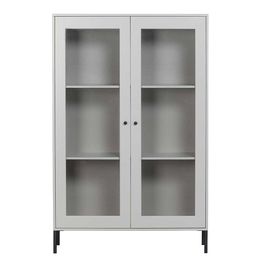 Pharao24.de Hellgraue Standvitrine 155 cm hoch zwei Glastüren