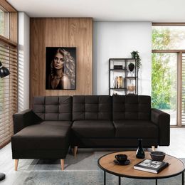 Pharao24.de Ecksofa Sofaecke in Dunkelbraun mit drei Sitzplätzen