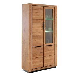 Pharao24.de Wohnzimmervitrinenschrank in Wildeichefarben teilmassiv