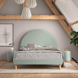 Pharao24.de Franzoesisches Bett grün aus Boucle Stoff Skandi Design