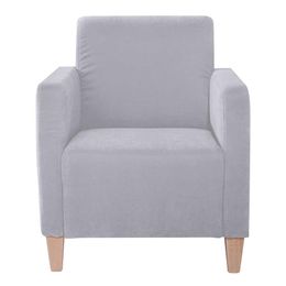 Pharao24.de Sessel Silbergrau Velour in modernem Design 71 cm breit