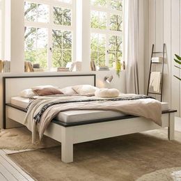 Pharao24.de Landhausdoppelbett 180x200 cm Pinie Weiß und Anthrazit