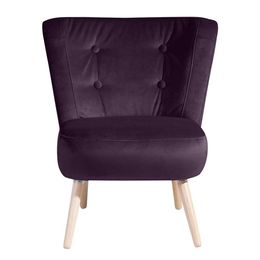 Pharao24.de Loungesessel Dunkellila aus Samtvelours und Buchenholz Made in Germany