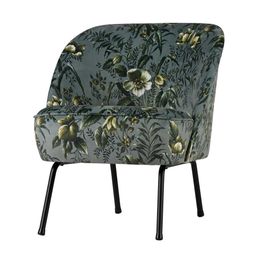 Pharao24.de Retro Sessel mit Blumenmuster Grau Bunt Samtbezug
