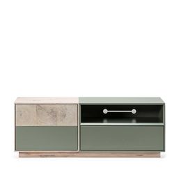 Pharao24.de TV Board in Beton Grau und Buche hell 140 cm breit