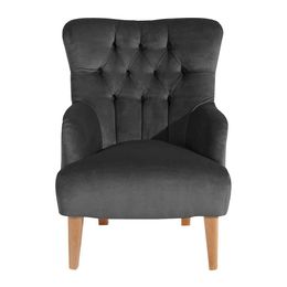 Pharao24.de TV Sessel Vintage Look in Anthrazit Samtvelours Bezug
