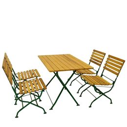 Pharao24.de Terrassensitzgruppe Biergarten Möbel Robinie und Stahl (fünfteilig)