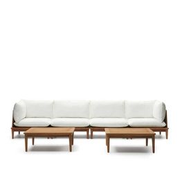 Pharao24.de Gartenmöbel Set In- und Outdoor aus Teak Massivholz Polsterauflagen (sechsteilig)