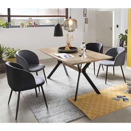 Pharao24.de Esszimmer Gruppe in Eichefarben und Grau modern (fünfteilig)
