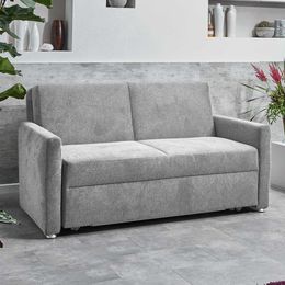 Pharao24.de Hochwertiges Schlafsofa in Silbergrau Faltmechanik