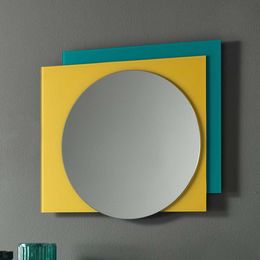 Pharao24.de Designerspiegel in Türkis und Gelb rund