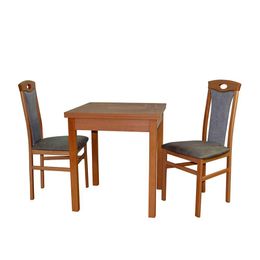 Pharao24.de Esszimmer Sitzgruppe Tisch ausziehbar Stühle in Hellgrau (dreiteilig)