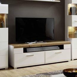 Pharao24.de TV Board in Weiß Eiche 140 cm breit