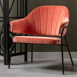 Pharao24.de Einzelsessel in Apricot Samt Retro Design