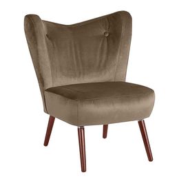 Pharao24.de Schlafzimmer Sessel Retrostil in Beige Samtvelours Made in Germany