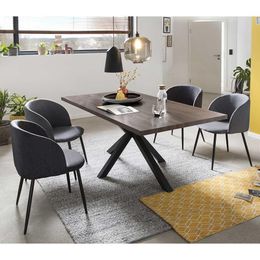 Pharao24.de Essgruppe in Nussbaumfarben und Grau Loft Design (fünfteilig)