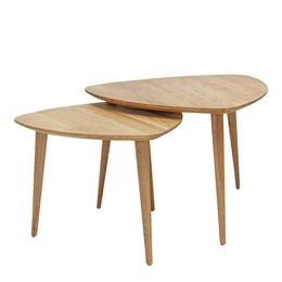 Pharao24.de Beistelltische Sofa aus Wildeiche Massivholz Wankelform (zweiteilig)