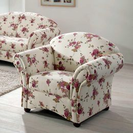 Pharao24.de Sessel mit Blumenmuster in Beige - Bunt Landhaus Stil
