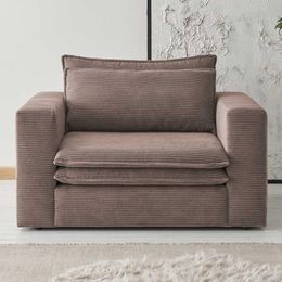 Pharao24.de Hellbrauner Polstersessel aus Cord modernem Design