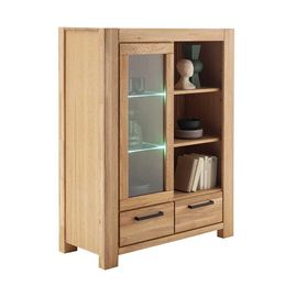 Pharao24.de Vitrinenschrank Wohnzimmervitrine mit Glastür und zwei Schubladen