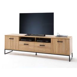 Pharao24.de TV Board in Wildeichefarben und Schwarz 60 cm hoch